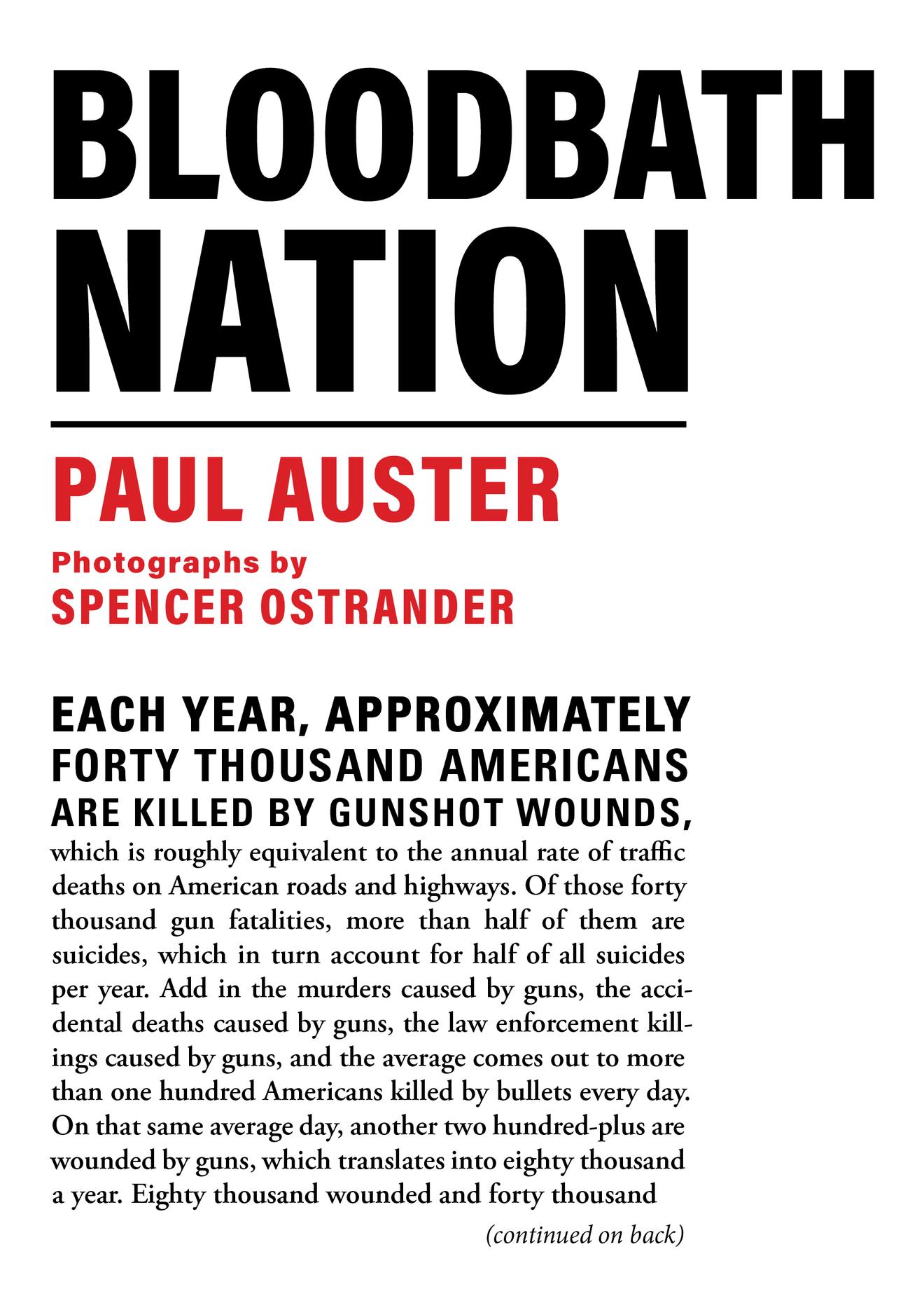 Paul Auster and Spencer Ostrander on the Gun Violence Epidemic | All Of ...