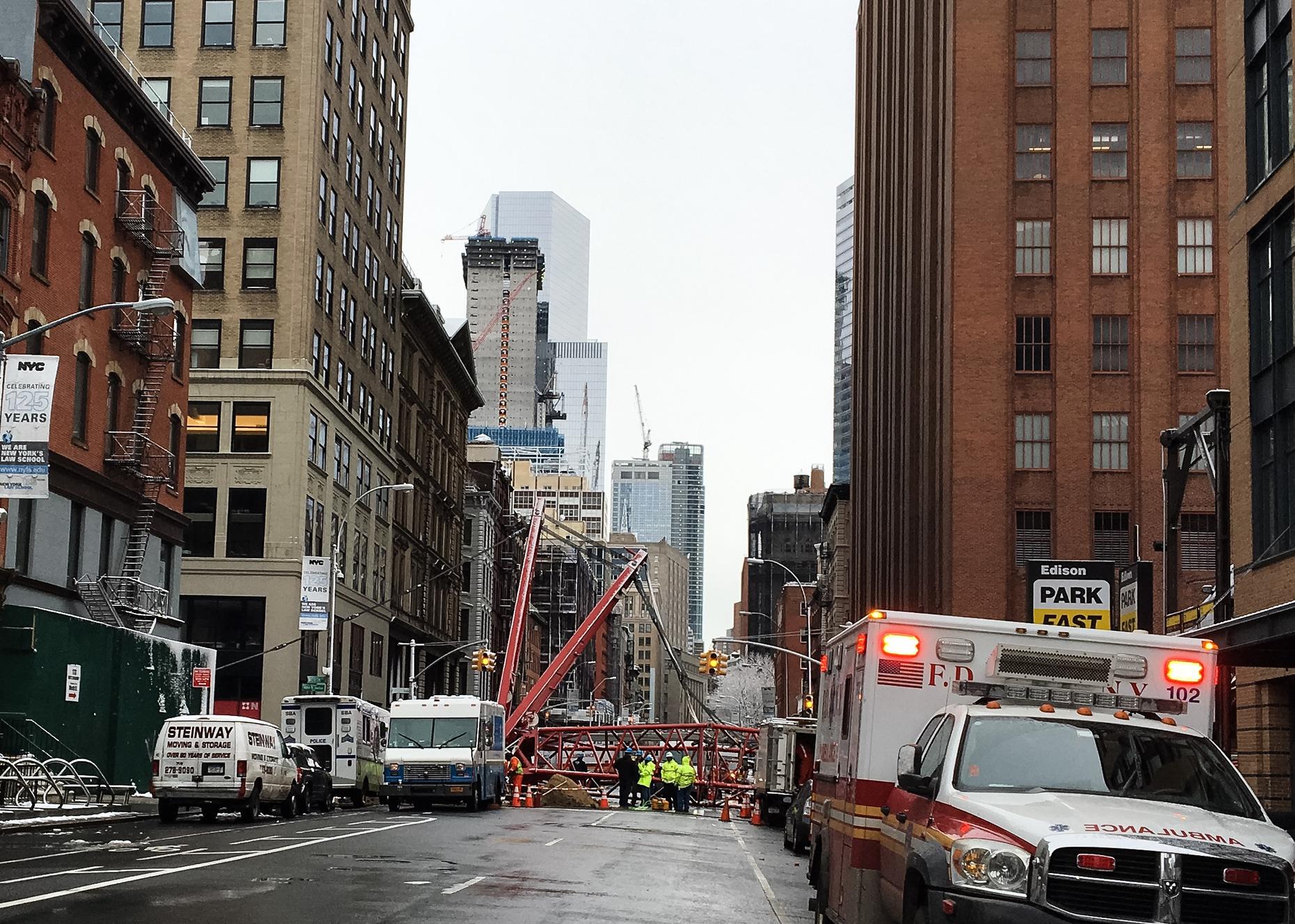 Crane Collapses in Lower Manhattan; One Dead | WNYC | New York Public ...