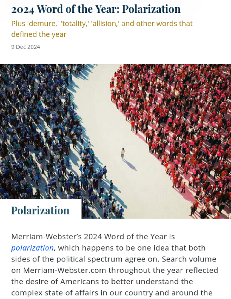 Merriam-Webster's 2024 Word of the Year: Polarization | All Of It | WNYC